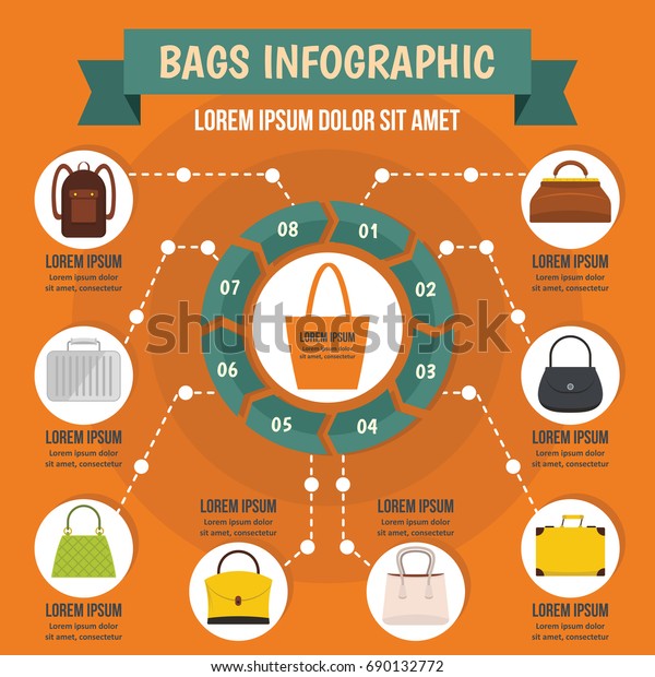 Bags Infographic Banner Concept Flat Illustration Stock Vector (Royalty ...