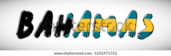 Bahamas Flag On Bahamas Text Typography Stock Vector (Royalty Free ...