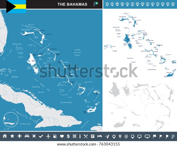 Bahamas Map Flag High Detailed Vector Stock Vector (Royalty Free ...