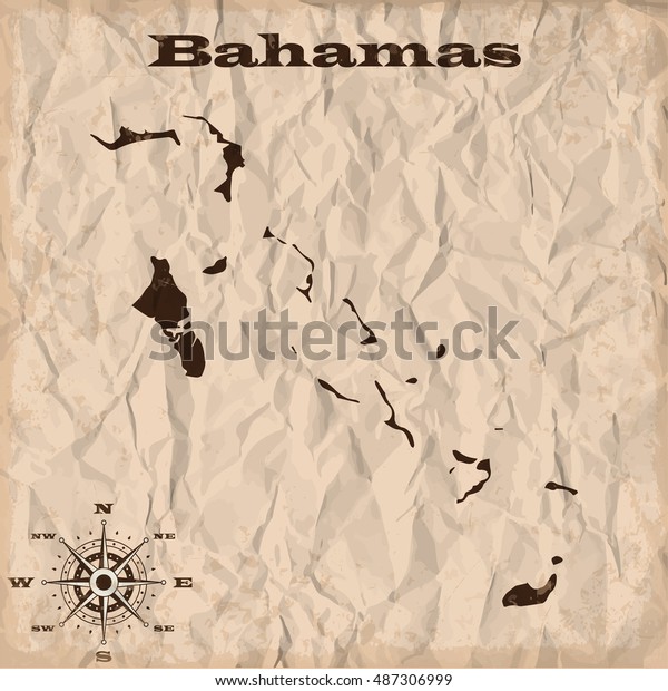 Bahamas Old Map Grunge Crumpled Paper 스톡 벡터(로열티 프리) 487306999 ...