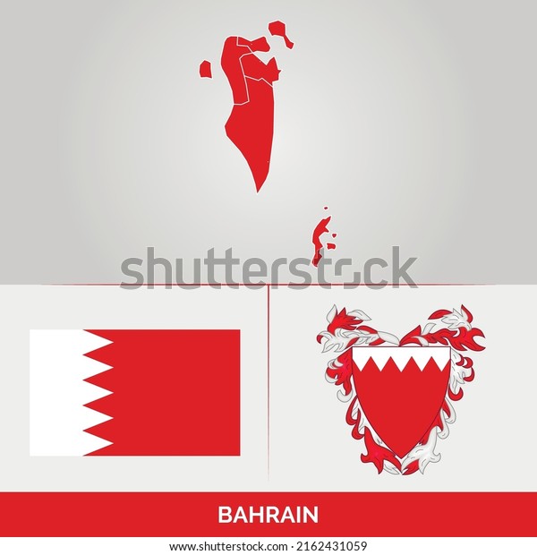 Bahrain Map Flag National Emblem Premium Stock Vector (Royalty Free ...