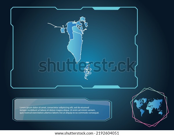 Bahrain Map Infographic Technology Blue Color Stock Vector (Royalty ...