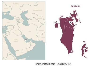 Bahrain Map Map Bahrain Neighboring Countries Stock Vector (Royalty ...
