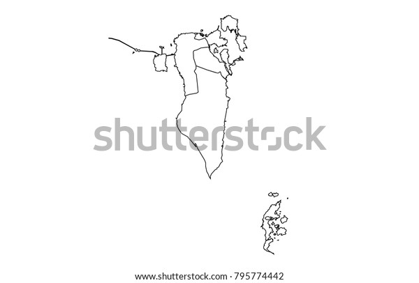 Bahrain Outline Map Detailed Isolated Vector Stock Vector (Royalty Free ...