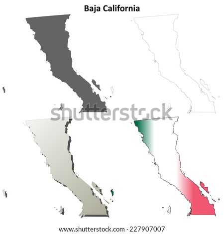 Baja California Blank Outline Map Set Stock Vector (Royalty Free ...