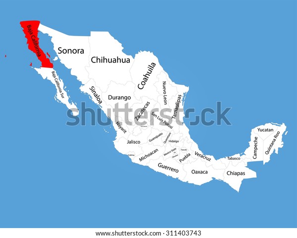 Baja California State Mexico Vector Map Stock Vector (Royalty Free ...