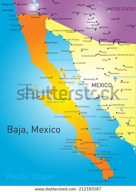 mapa de colores de los vectores de Baja California
