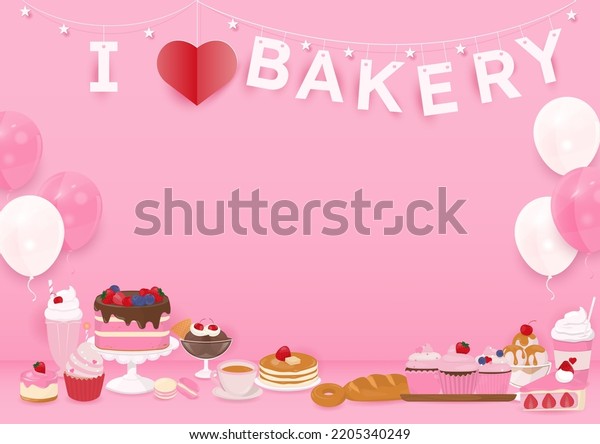 Bakery Background Bakery Baked Goods Beverages Stock Vector (Royalty ...