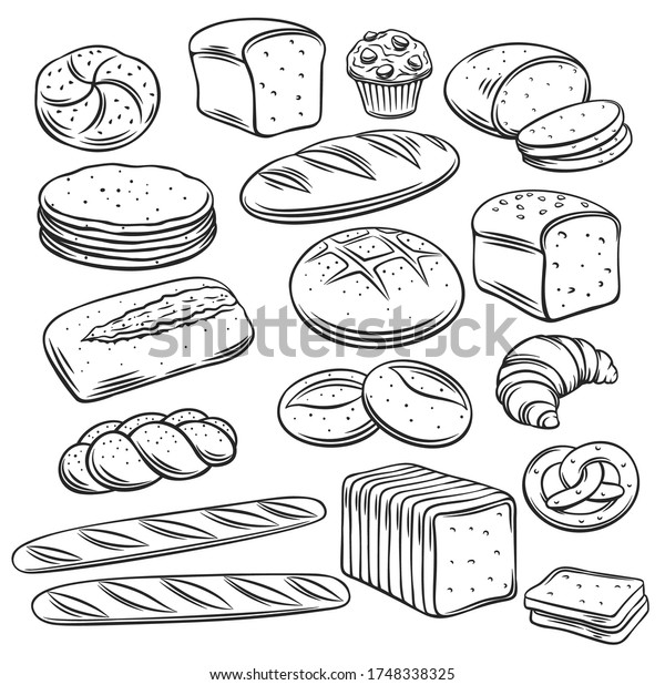 Bakery Bread Outline Vector Rye Whole Stock Vector (Royalty Free ...