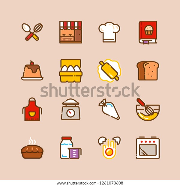 Bakery Color Icons Stock Vector (Royalty Free) 1261073608 | Shutterstock