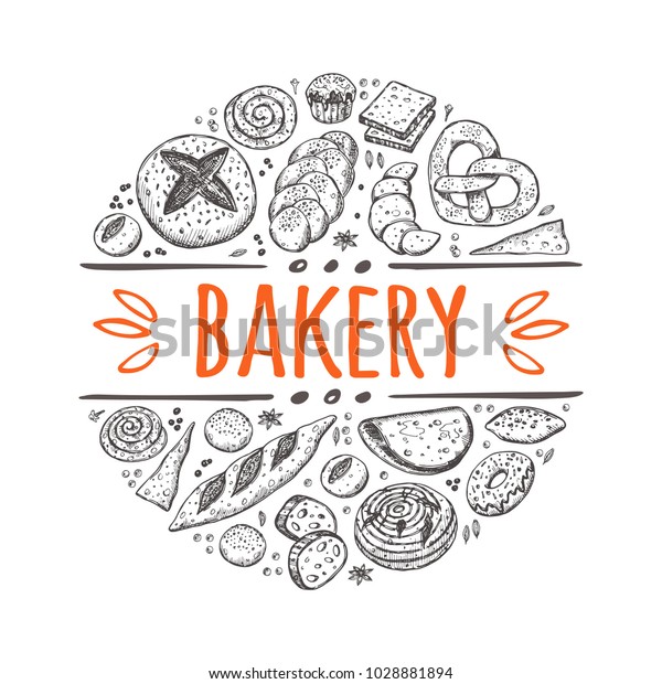 Bakery Concept Design Round Circle Composition Stock Vector (Royalty ...