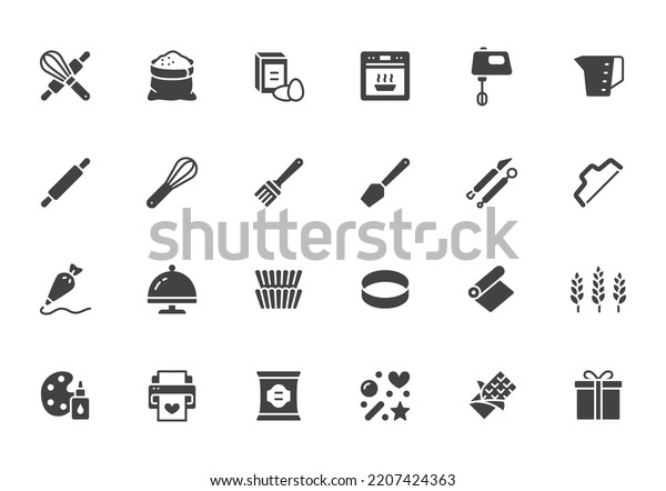 Bakery Flat Illustration Including Icons Baking Stock Vector (Royalty ...
