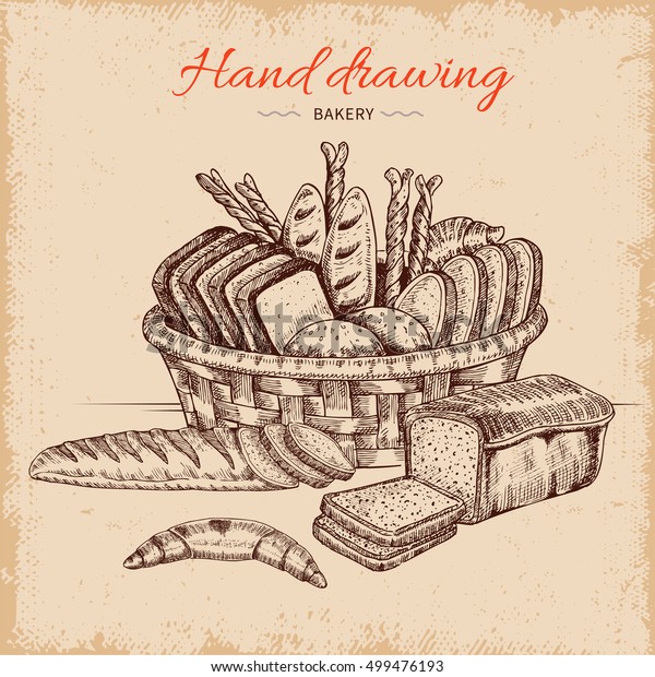 Bakery Hand Drawn Design Flour Products Stock Vector (Royalty Free ...
