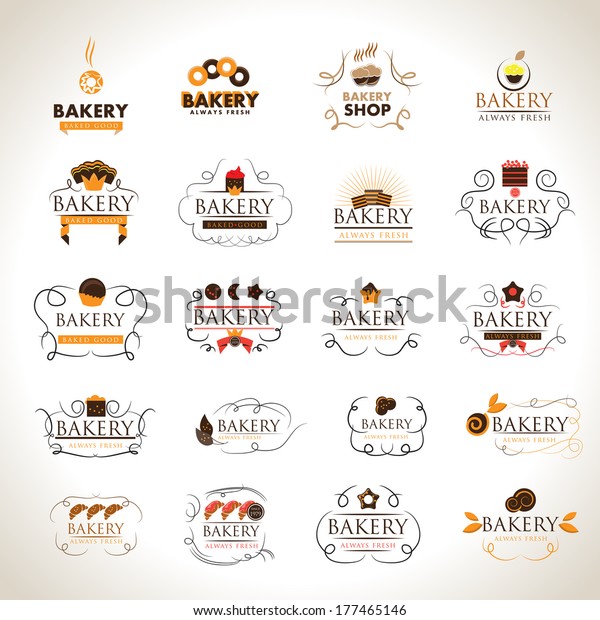 Bakery Icons Set Isolated On Gray Stock Vector (Royalty Free) 177465146