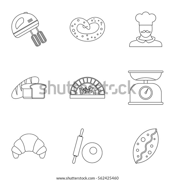 Bakery Icons Set Outline Illustration 9 Stock Vector (Royalty Free ...