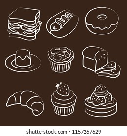 Bakery Line Art Doodle: vector de stock (libre de regalías) 1157267629 ...
