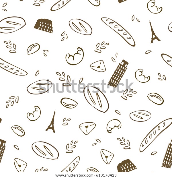 Bakery Line Art Pattern International Sights Stock Vector (Royalty Free ...