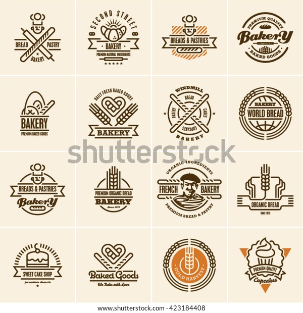 Bageri logo, Bageri ikoner sæt, bageri Stock-vektor (royaltyfri ...
