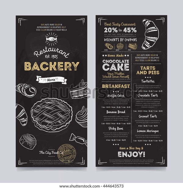 Bakery Menu Design Bakery Hand Drawn Stock Vector (Royalty Free) 444643573