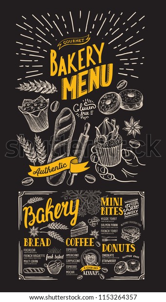 Bakery Menu Restaurant Design Template Food: เวกเตอร์สต็อก (ปลอดค่า ...