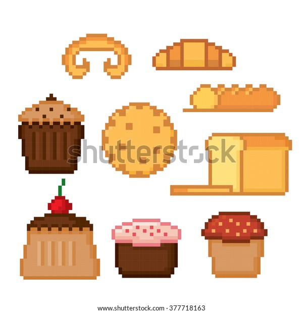 Bakery Pastry Icon Set Pixel Art Stock Vector (Royalty Free) 377718163 ...