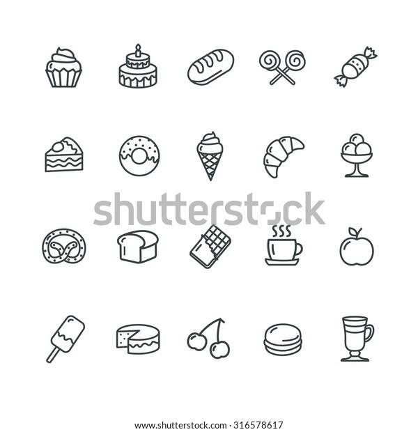 Bakery Pastry Icons Set Vector Illustration Stock Vector (Royalty Free ...
