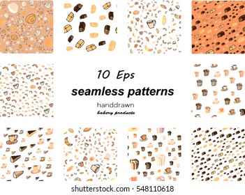 Bakery Products Hand Drawn Seamless Pattern Stock Vector (Royalty Free ...