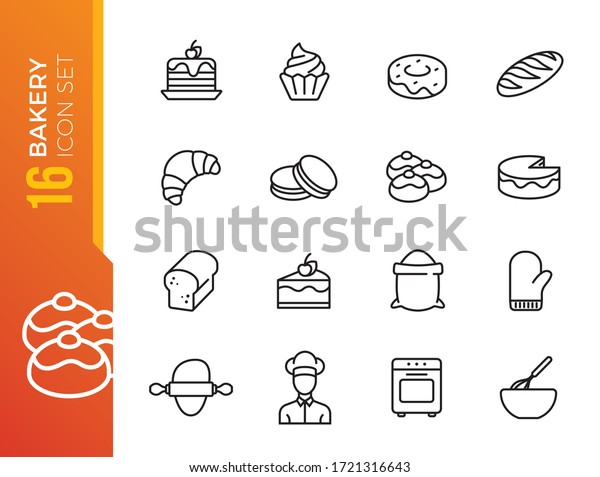 Bakery shop elements - minimal thin line web icon set. Outline icons ... Bakery shop elements - minimal thin line web icon set. Outline icons ...