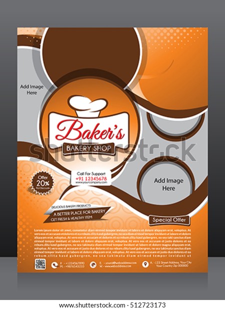Bakery Shop Flyer Template Vector Illustration Stock Vector (Royalty ...