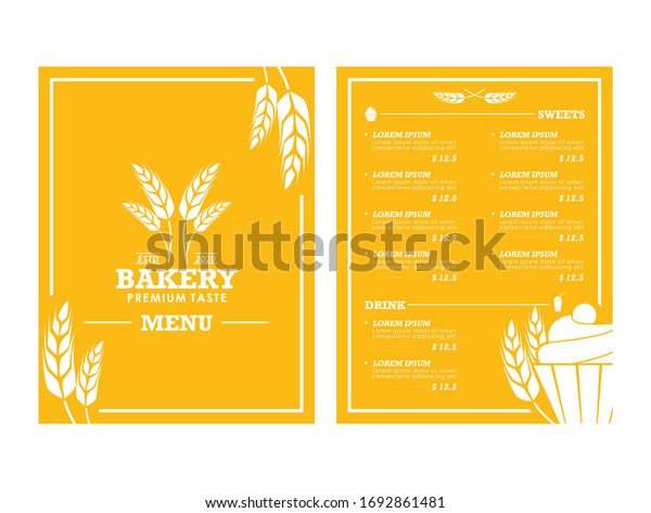 Bakery Shop Yellow Menu Template Illustration Stock Vector (Royalty ...