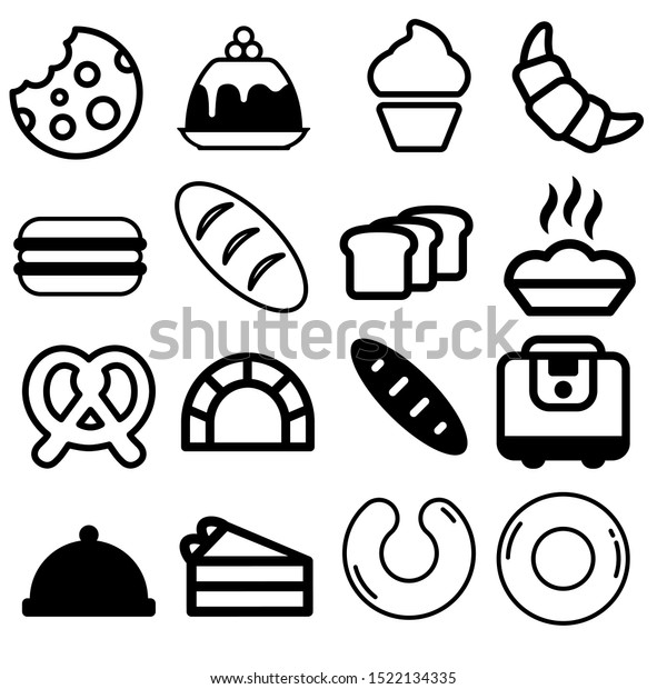 Bakery Vector Icon Set Food Illustration Stock Vector (Royalty Free ...