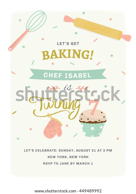 Baking Birthday Invitation Card Stock Vector (Royalty Free) 449489992 ...