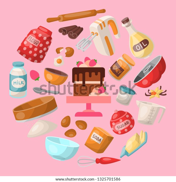 Baking Cartoon Tools Food Seamless Pattern Stock Vector (Royalty Free ...
