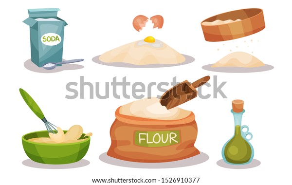 Baking Ingredients Cartoon Style Set Vector Stock Vector (Royalty Free ...