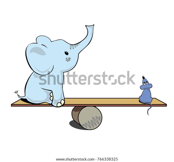 Balance Elephant Mouse On Swing Stock Vector (Royalty Free) 766338325 ...