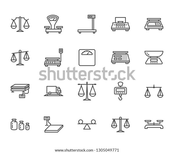 Balance Flat Line Icons Set Weight Stock Vector (Royalty Free ...