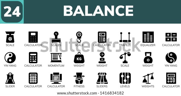 Balance Icon Set 24 Filled Balance Stock Vector (Royalty Free ...