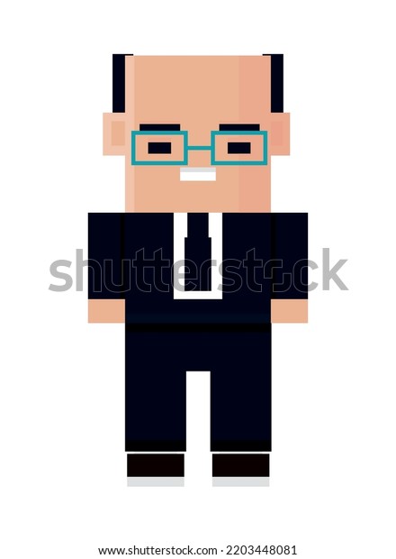 Bald Businessman Pixel 8 Bit Icon Stock Vector (Royalty Free ...