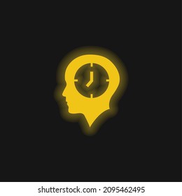 Bald Head Clock Yellow Glowing Neon Stock Vector (Royalty Free) 2095462495
