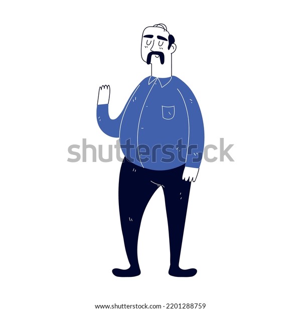 Bald Man Character Line Art Drawing Stock Vector (Royalty Free ...