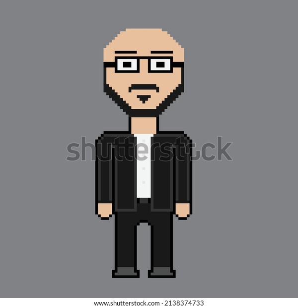 Bald Man Wearing Glasses Pixel Stock Vector (Royalty Free) 2138374733 ...
