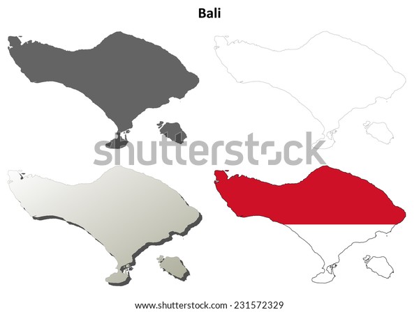 Bali Blank Outline Map Set Stock Vector (Royalty Free) 231572329 ...