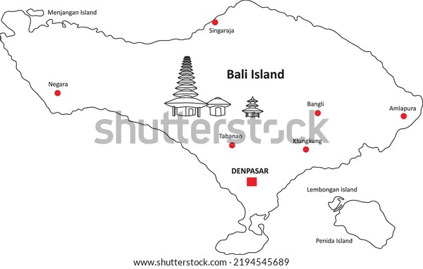 Bali Island Coloring Page Map: เวกเตอร์สต็อก (ปลอดค่าลิขสิทธิ์ ...