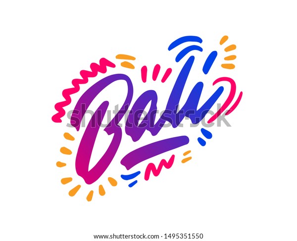 Bali Isolated Vector Illustration Handwritten Modern Stock Vector ...