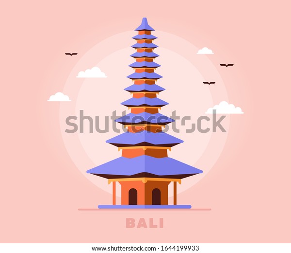 Bali Tourism Temple Vector Illustration Bali Stock Vector (Royalty Free ...