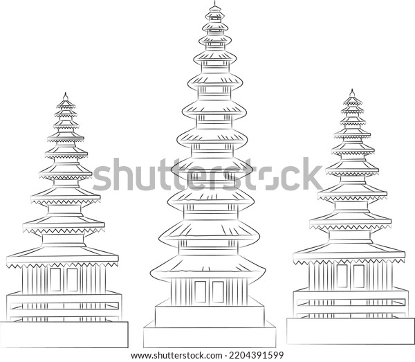 Balinese Temple Shrine Vector Line Art Stock Vector (Royalty Free ...