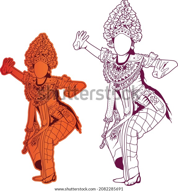 Balinese Traditional Dance Balinese Traditional Dancer Stock Vector ...