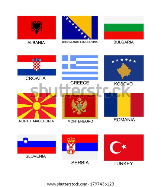 Balkan States Flag Collection Vector Illustration Stock Vector (Royalty ...