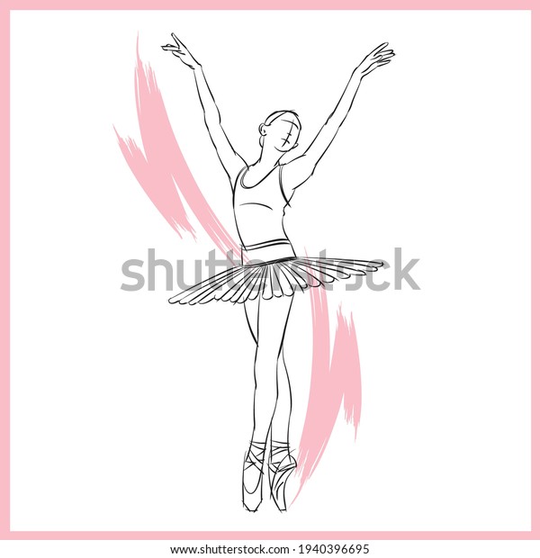 Ballerina Dancer Line Drawing Vector Illustration Stock Vector (Royalty ...