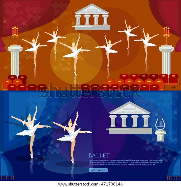 Ballet Banners Ballerinas Dancing Ballet On Stock Vector (Royalty Free ...